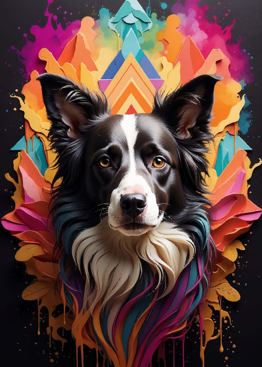 'Dog Cute Colorful' Poster, picture, metal print, paint by Barbara Del ...