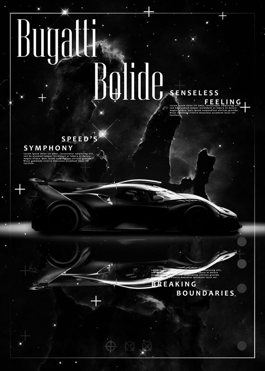 'Bugatti Bolide Car Poster' Poster, picture, metal print, paint by ...