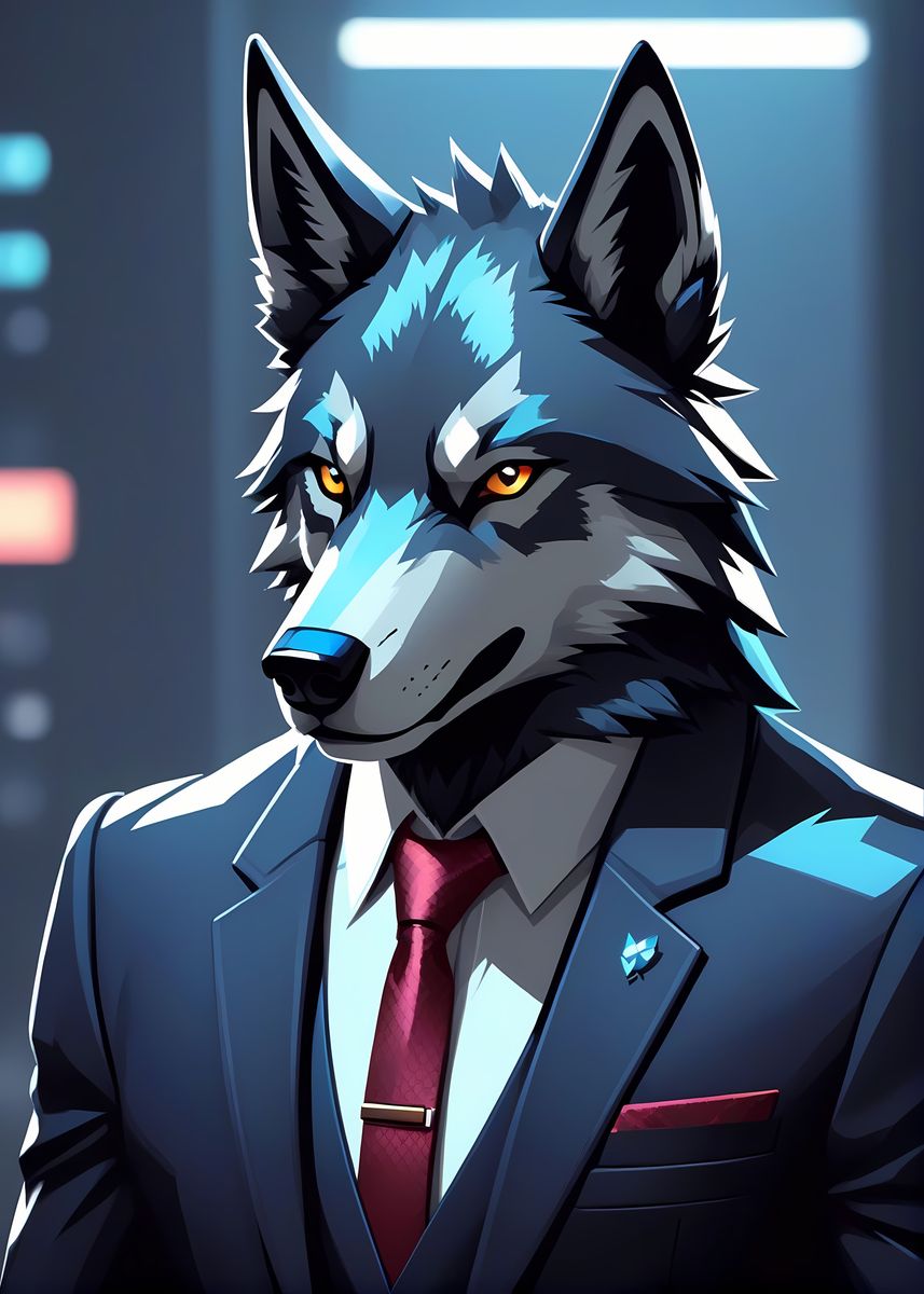 'Humanoid Wolf' Poster, picture, metal print, paint by Gin Art | Displate