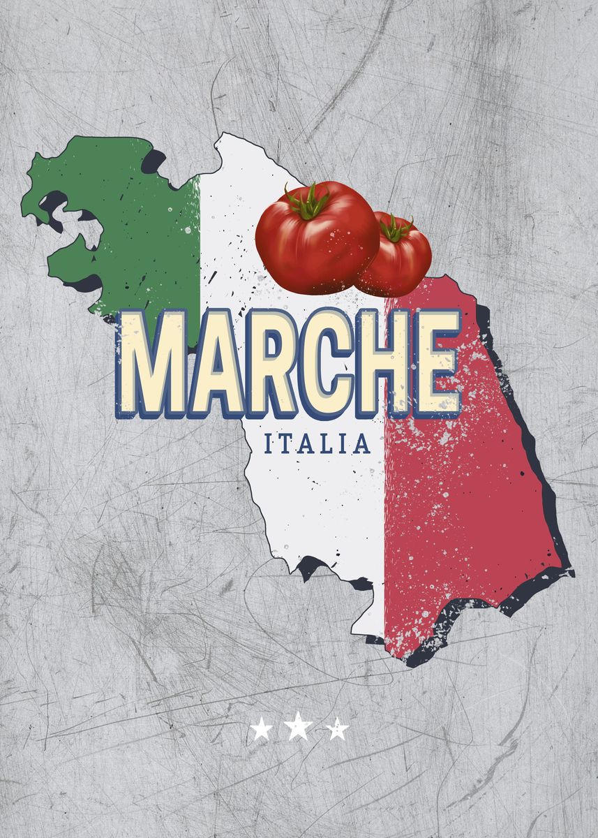 'Marche Italy Region Map' Poster, picture, metal print, paint by Nils ...