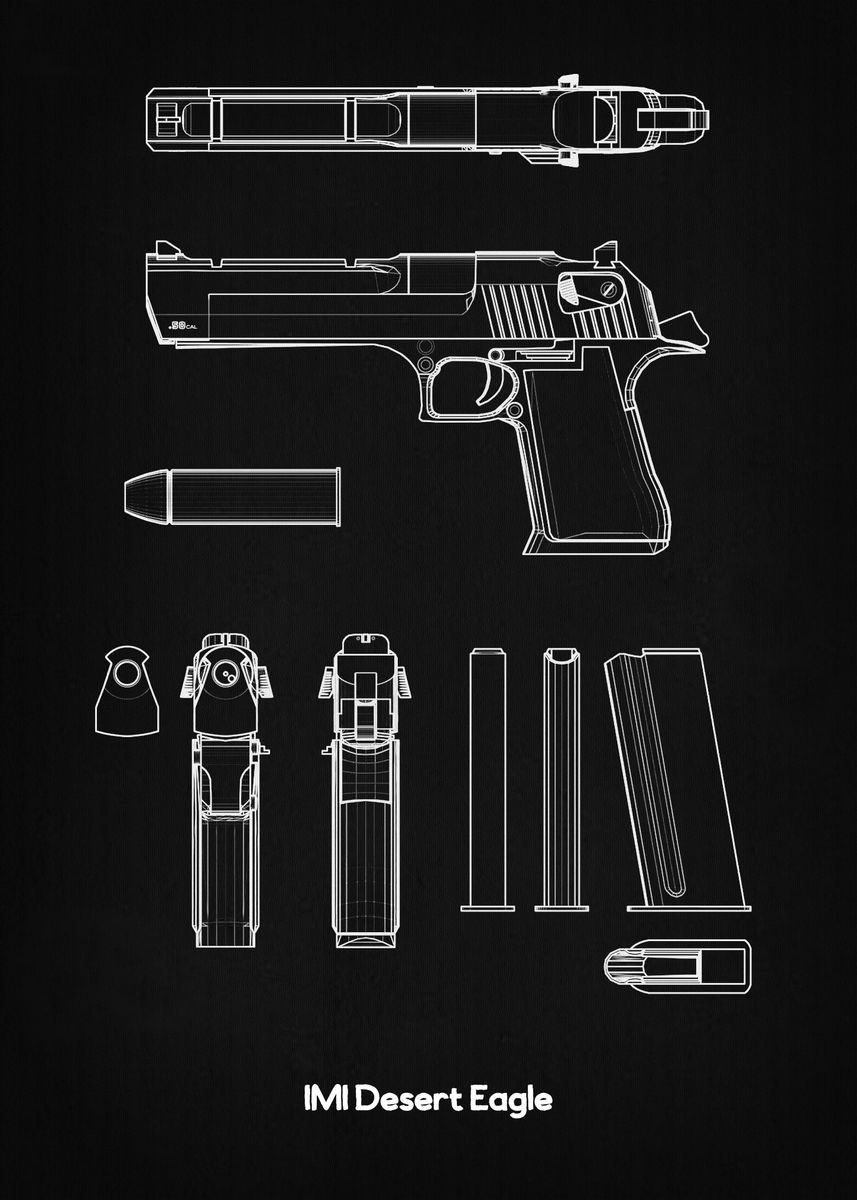 'IMI Desert Eagle' Poster, picture, metal print, paint by Blueprint ...