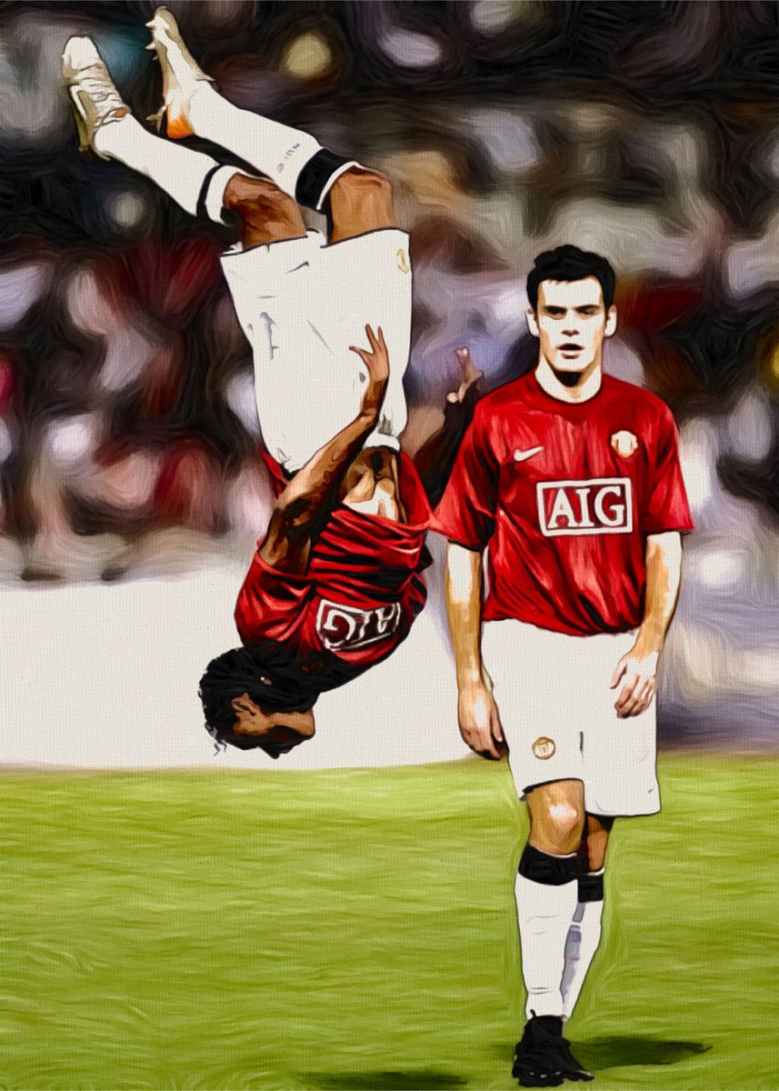 'somersault goal celebratio' Poster, picture, metal print, paint by ...