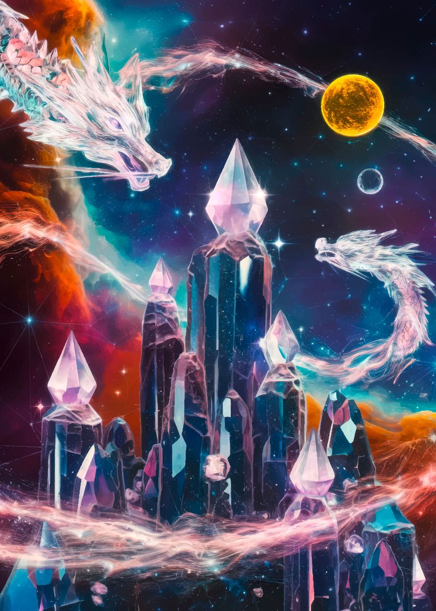 'Cosmic Dragon Crystals' Poster, picture, metal print, paint by James ...