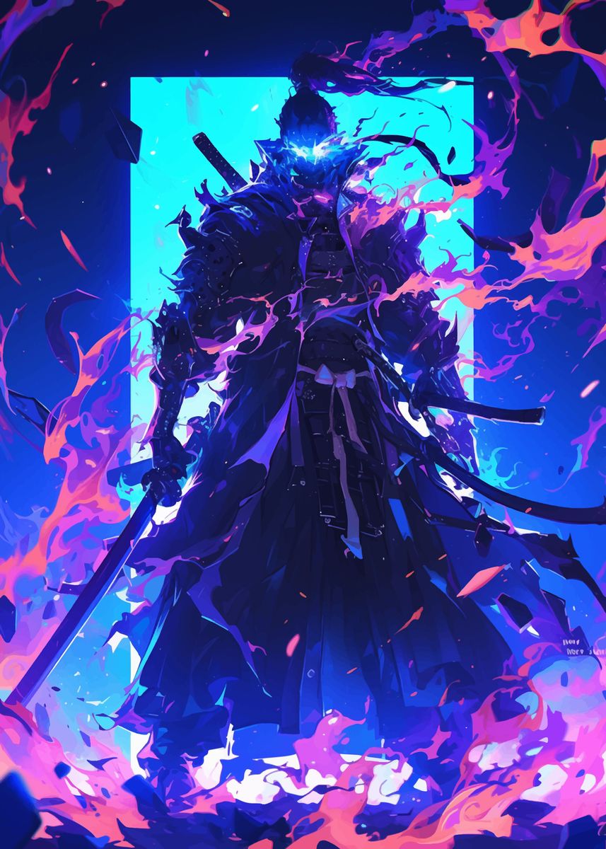 'Blazing Samurai' Poster, picture, metal print, paint by Space Art ...