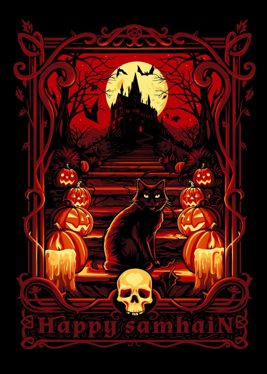 'Happy Samhain' Poster, picture, metal print, paint by DAObiwan | Displate