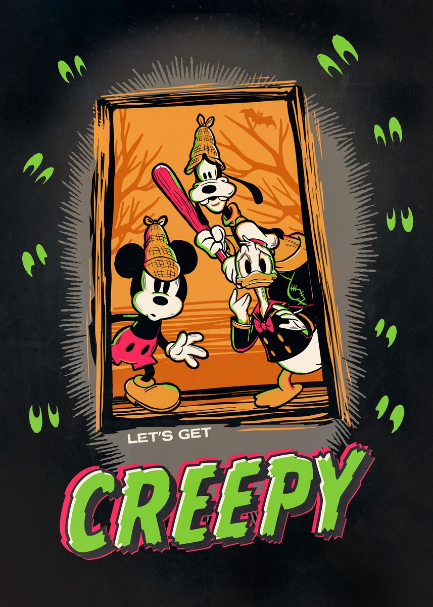 'Let's Get Creepy' Poster, picture, metal print, paint by Disney | Displate