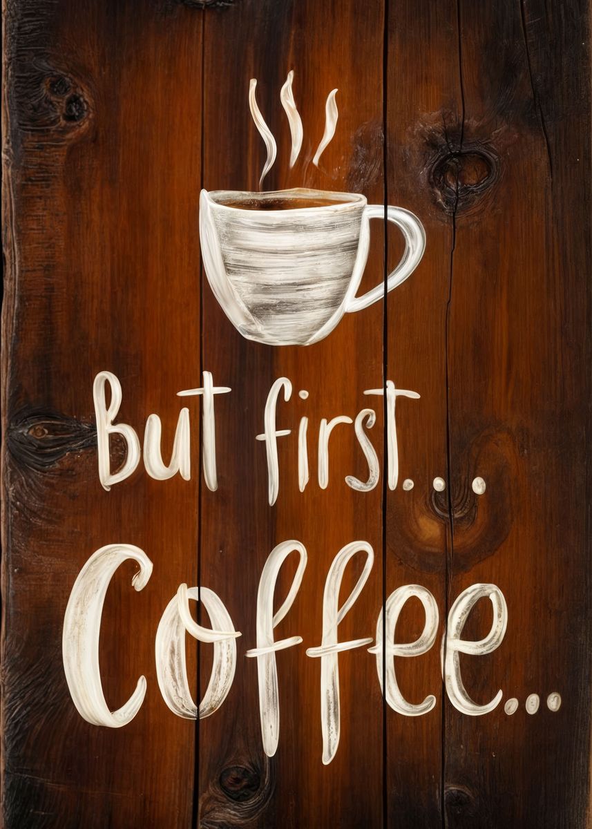 'But first Coffee' Poster, picture, metal print, paint by ...