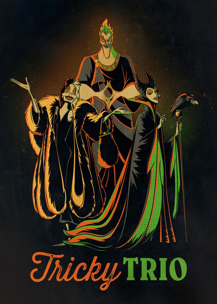 'Tricky Trio' Poster, picture, metal print, paint by Disney | Displate