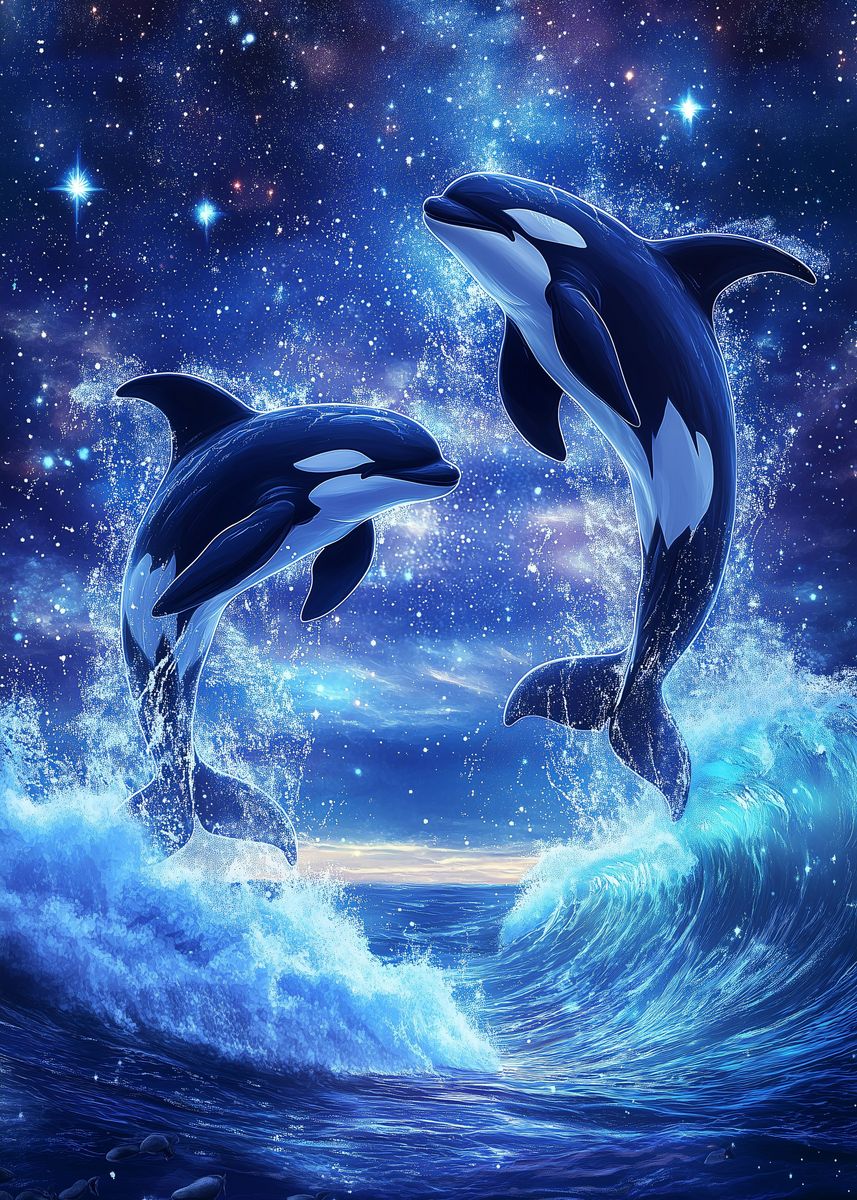 'Orca Whale Killer Wave' Poster, picture, metal print, paint by VAGANTE ...