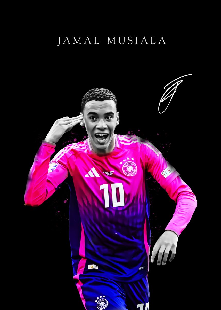 'Jamal Musiala' Poster, picture, metal print, paint by BIN TEAM | Displate