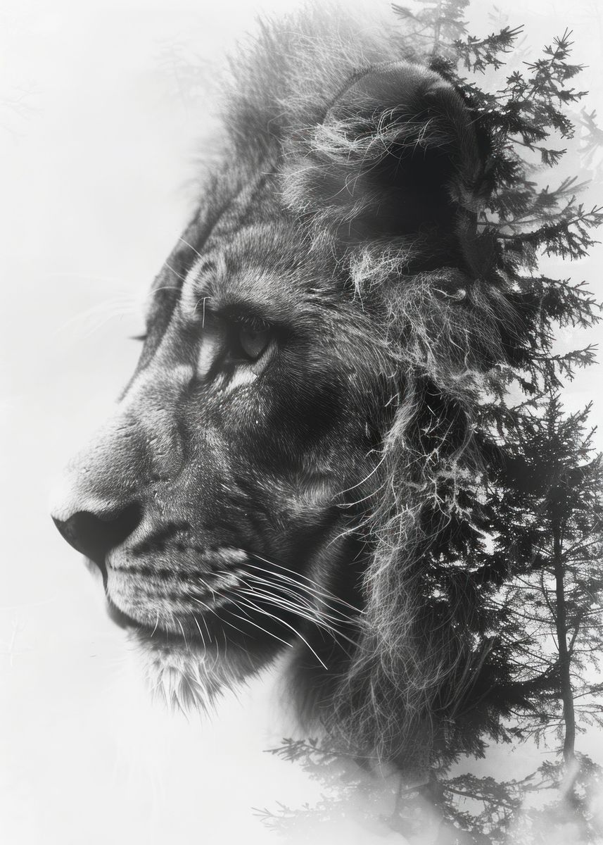'Lion portrait' Poster, picture, metal print, paint by Byrdyak | Displate