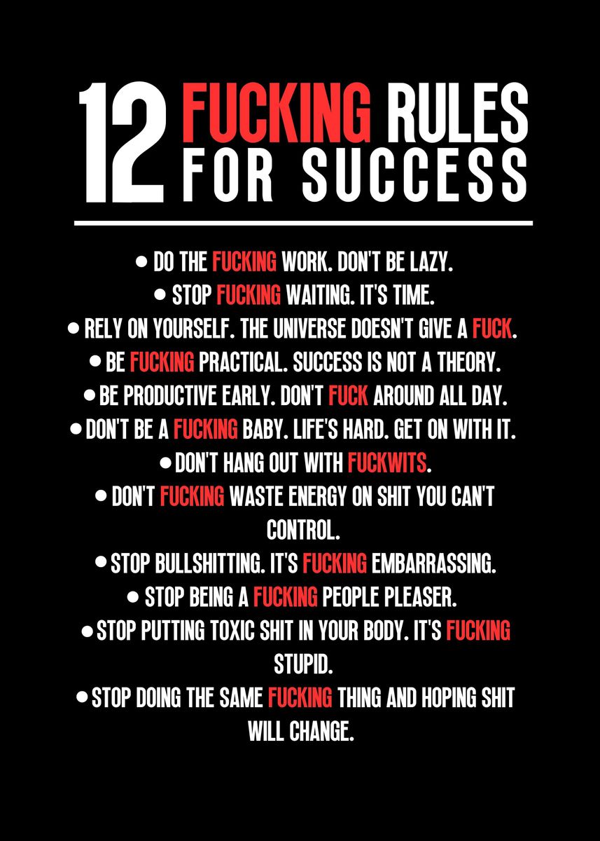 '12 Rules For Success' Poster, picture, metal print, paint by slamet ...