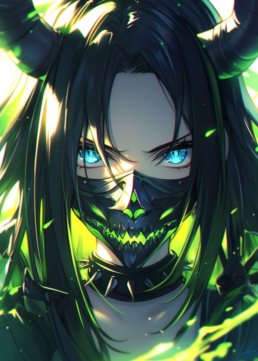 'Neon Oni Girl' Poster, picture, metal print, paint by Hotaru Jisuni ...