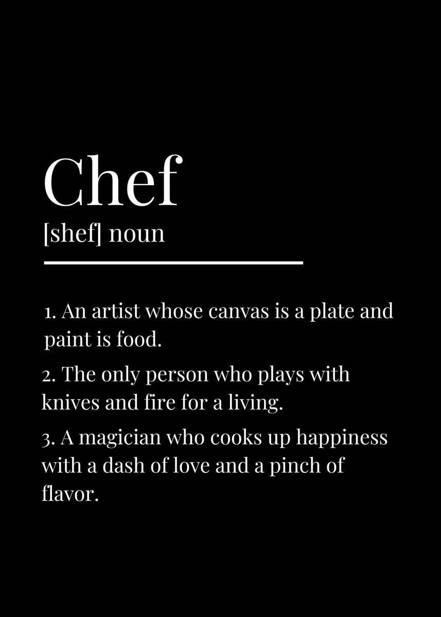 'Funny Chef Cook Definition' Poster, picture, metal print, paint by Neo ...
