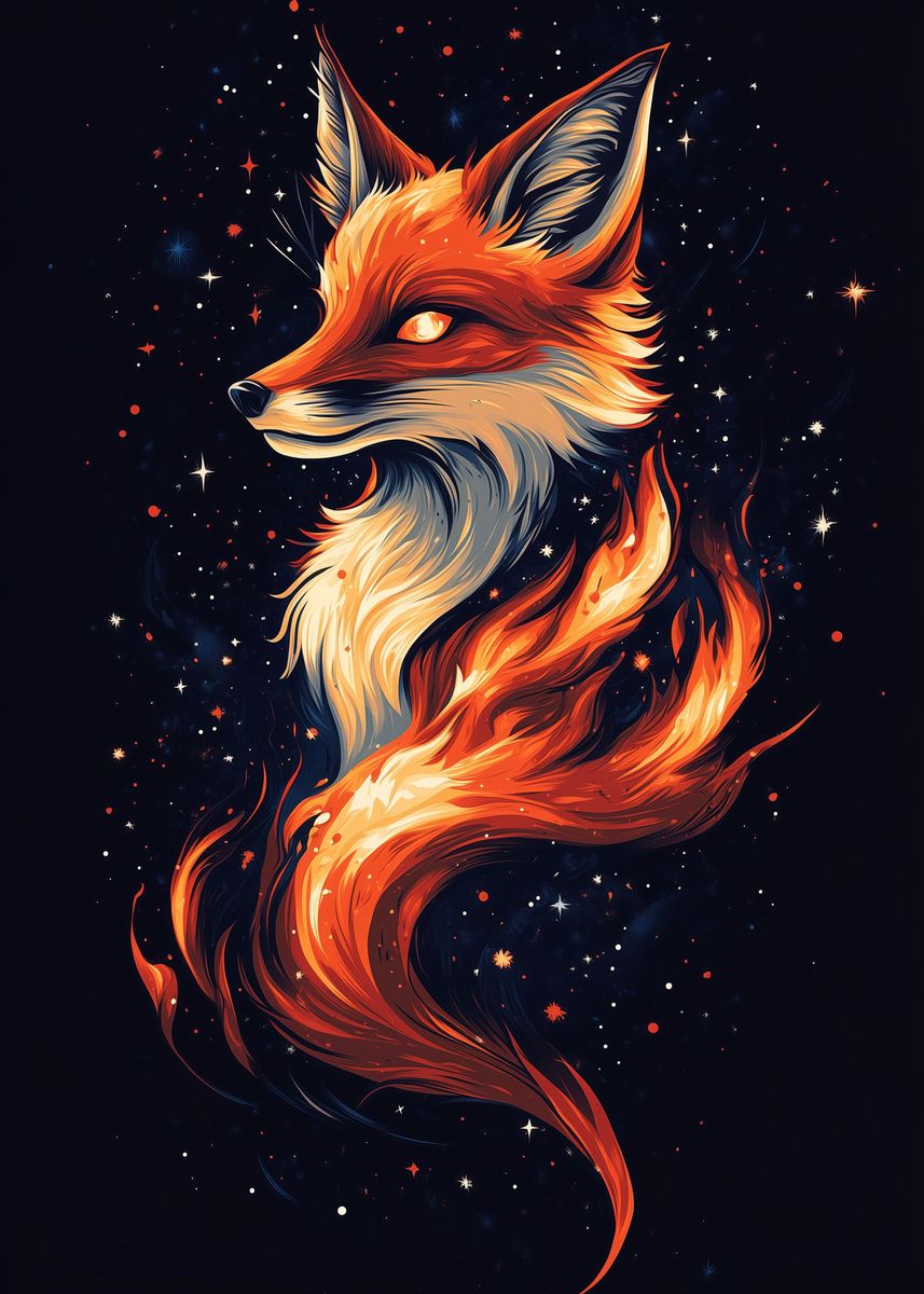 'Aesthetic Mysterious Fox ' Poster, picture, metal print, paint by ...