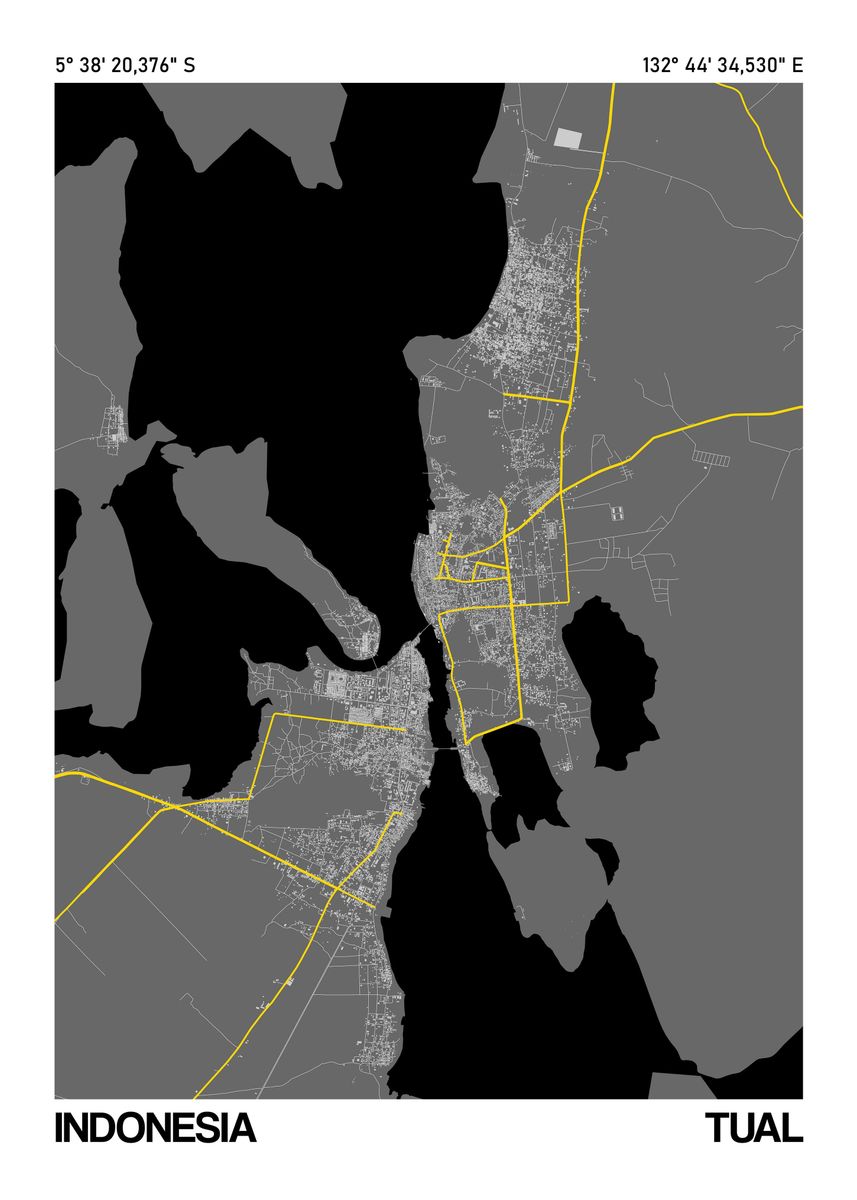 'Tual Map Poster' Poster, picture, metal print, paint by Ahmad Adifin ...