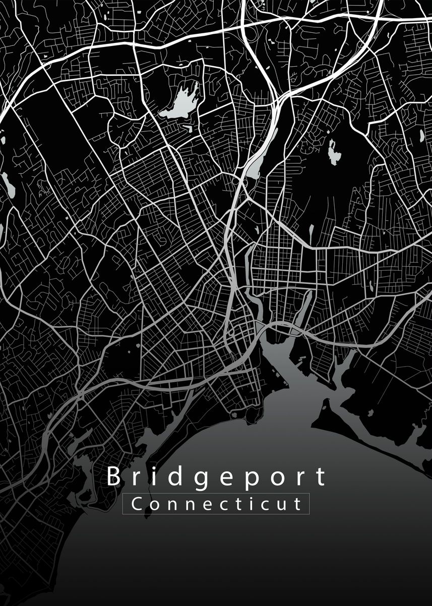 'Bridgeport Connecticut Map' Poster, picture, metal print, paint by ...