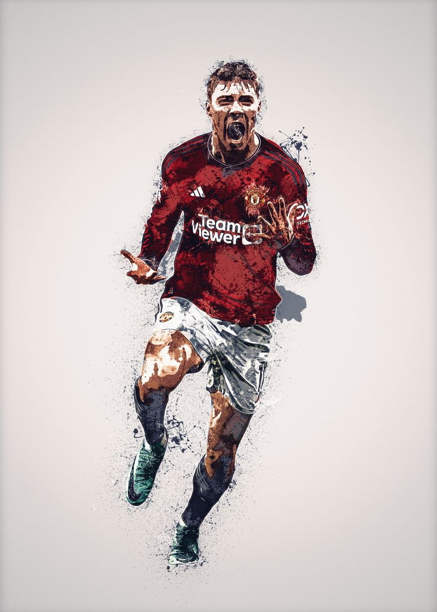 'Rasmus Hojlund Splash' Poster, picture, metal print, paint by Ollie ...