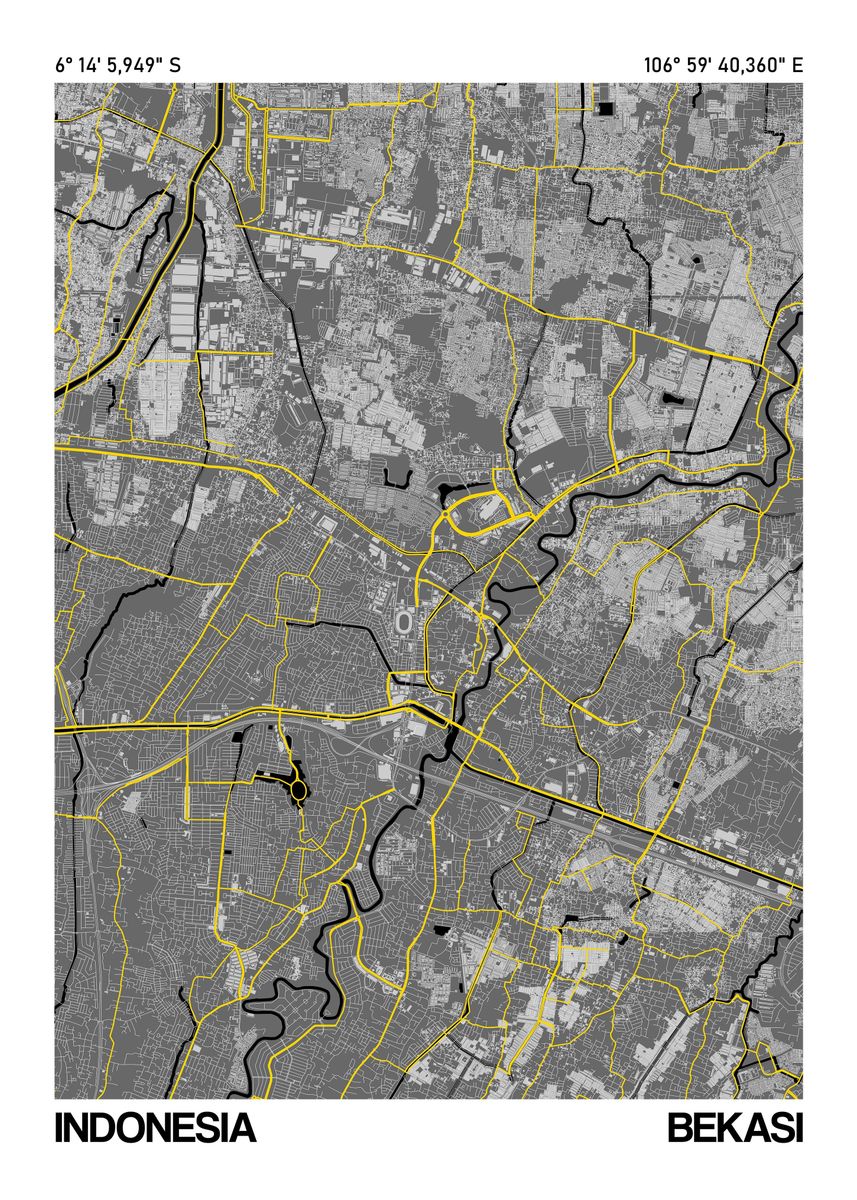'Bekasi Map Poster' Poster, picture, metal print, paint by Ahmad Adifin ...