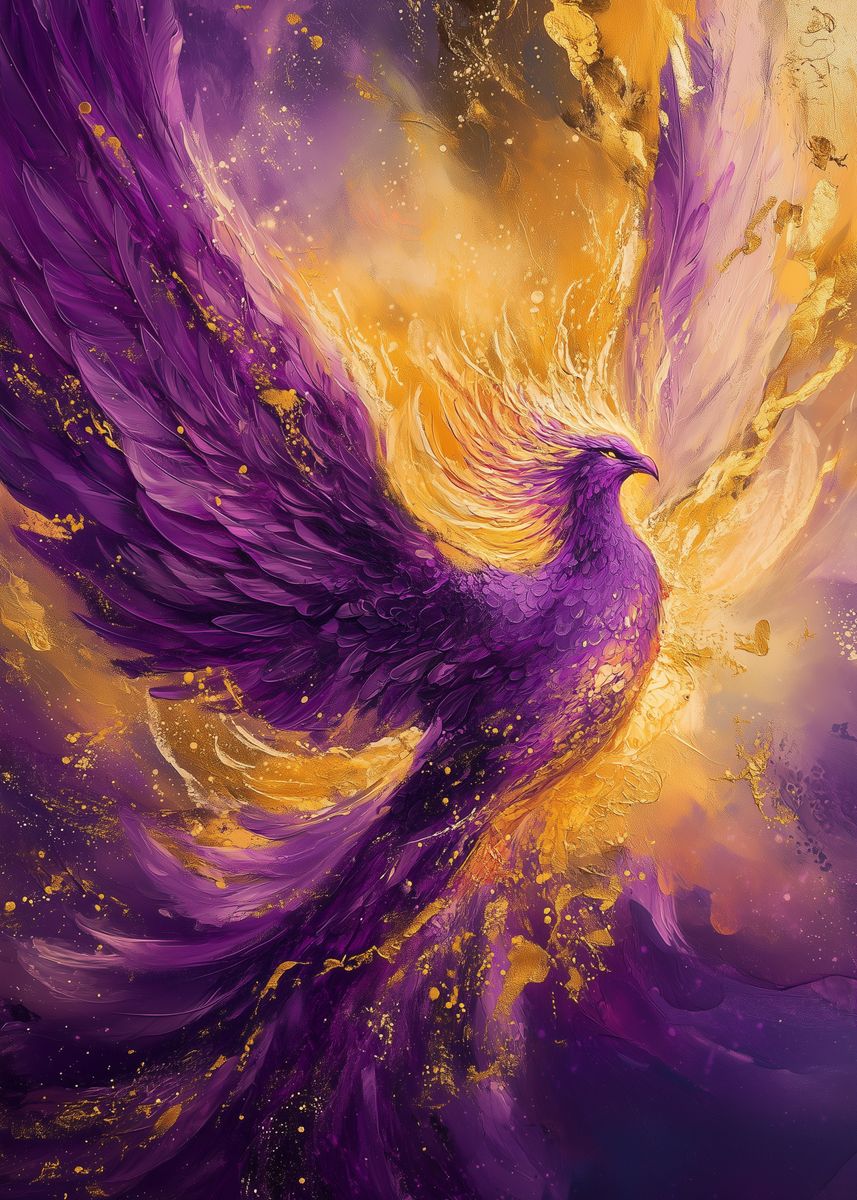 'Purple Phoenix Rising' Poster, picture, metal print, paint by Mari ...