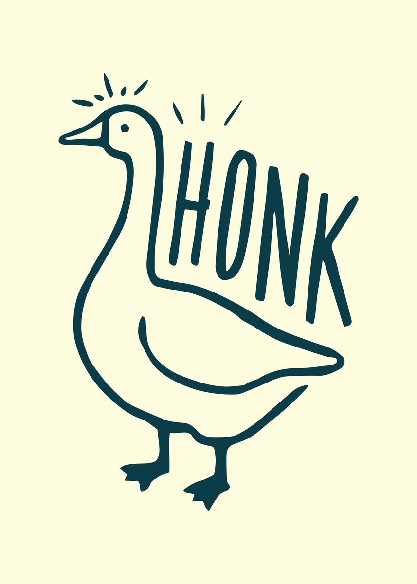 'Honking Goose Illustration' Poster, picture, metal print, paint by ...