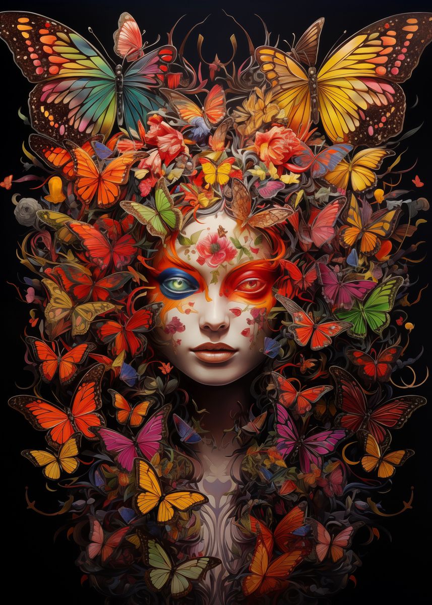 'Psychedelic Butterflies 2' Poster, picture, metal print, paint by Boot ...