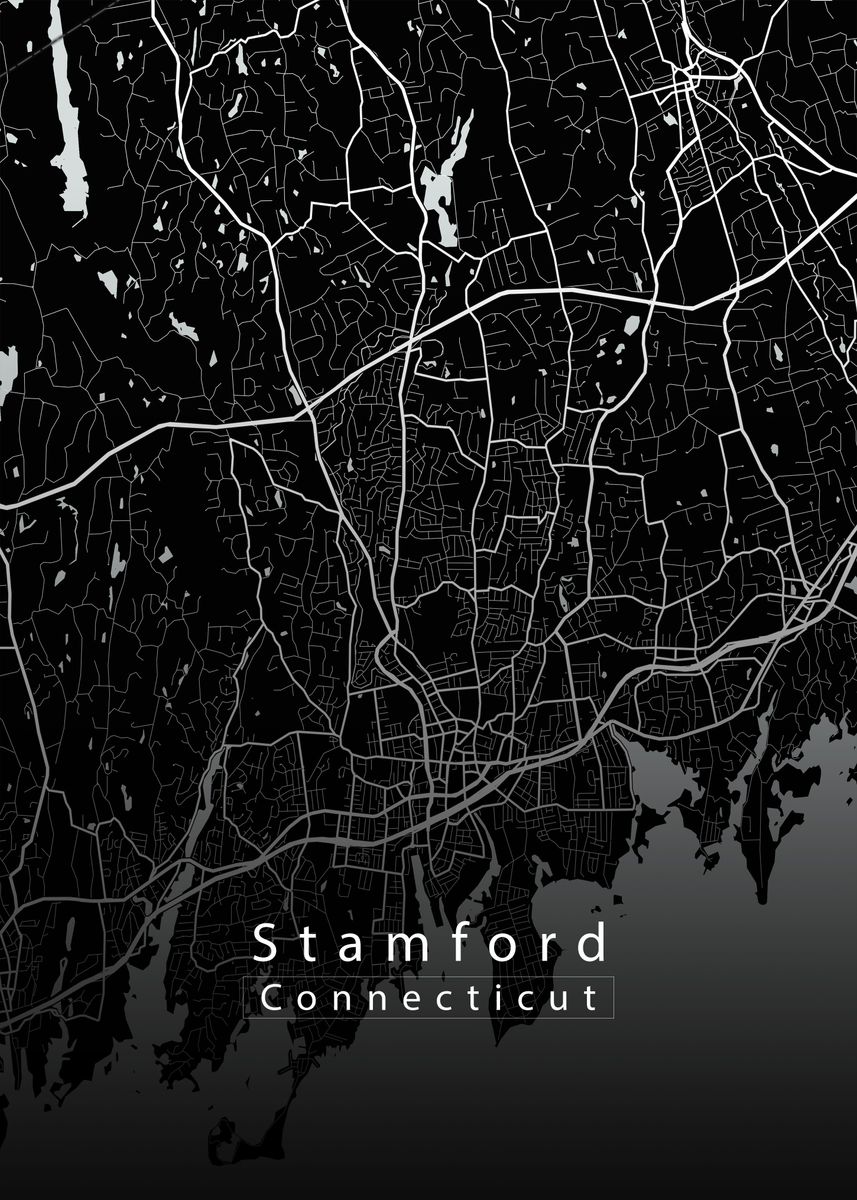 'Stamford Connecticut Map' Poster, picture, metal print, paint by ...