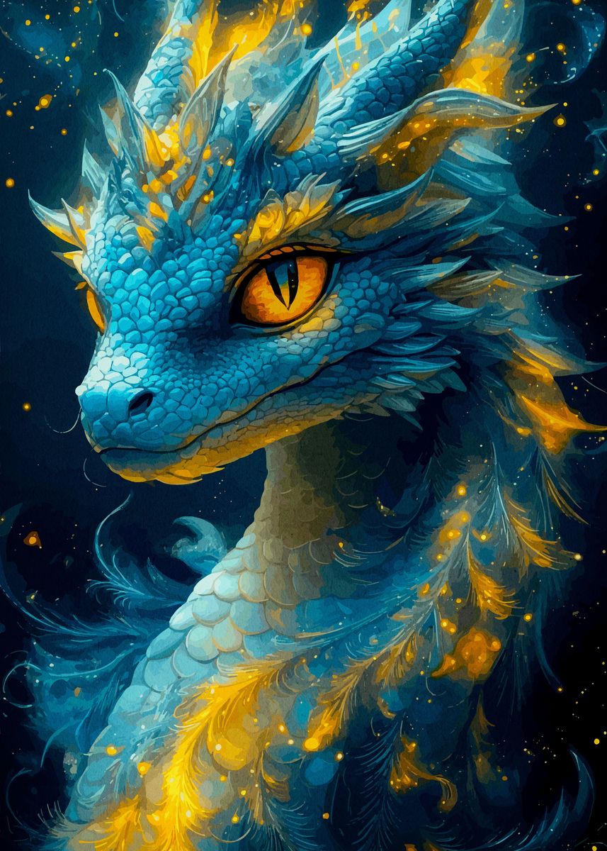 'dragon blue aimal' Poster, picture, metal print, paint by Patsy ...