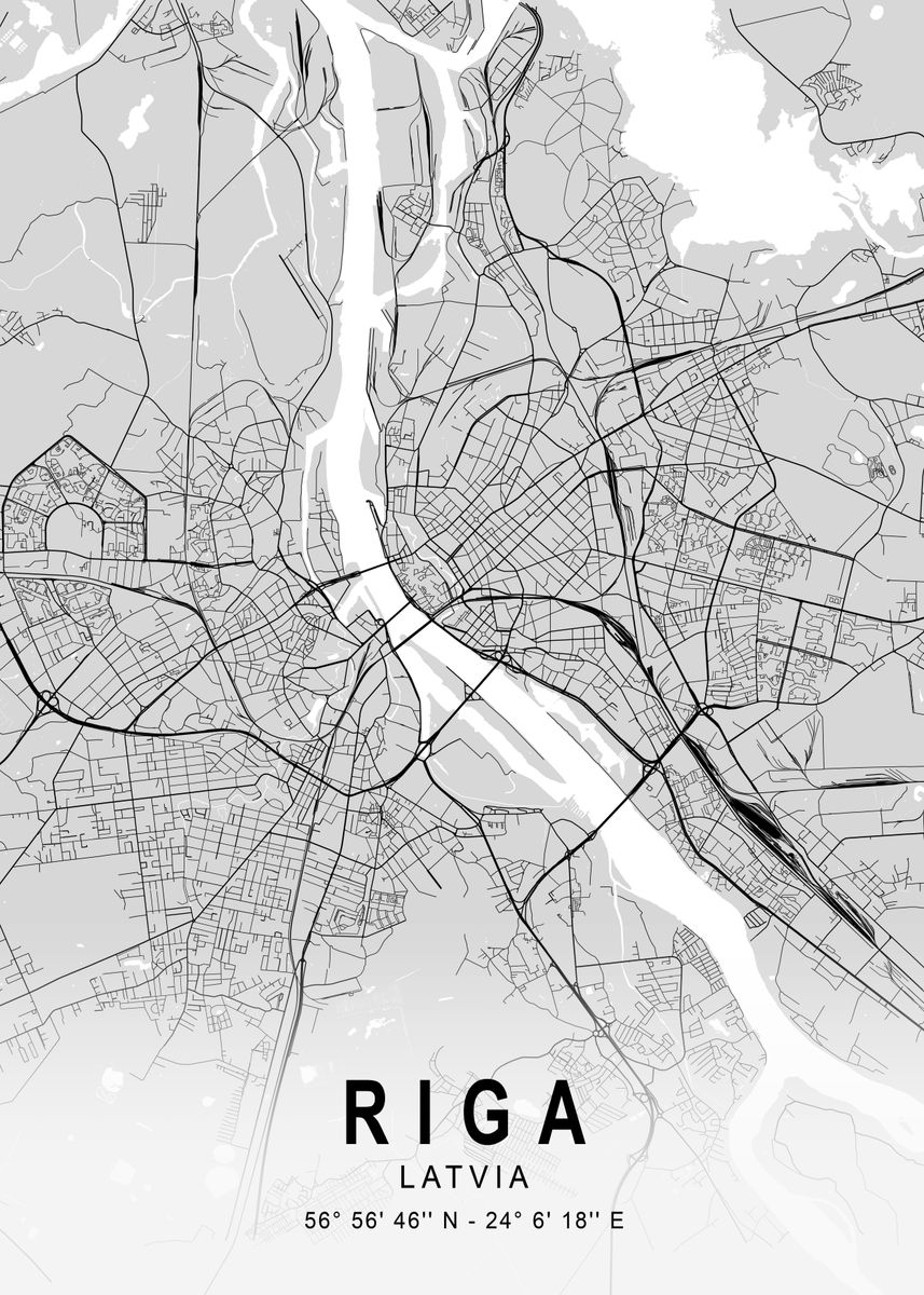 'Riga Light Map' Poster, picture, metal print, paint by DesignerMind ...
