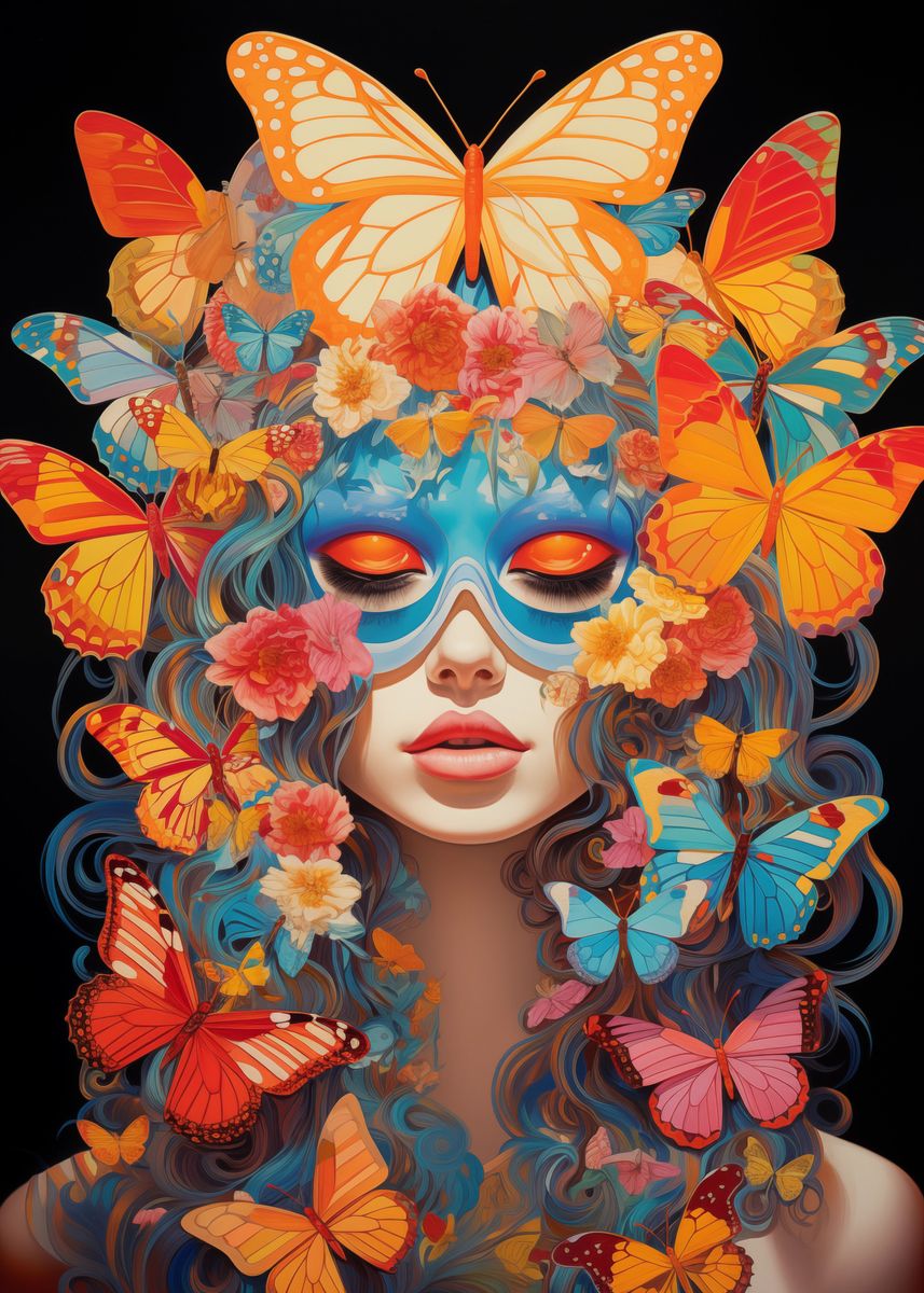 'Psychedelic Butterflies 1' Poster, picture, metal print, paint by Boot ...