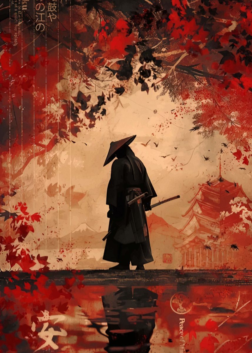 'samurai japan landscape' Poster, picture, metal print, paint by lauren ...