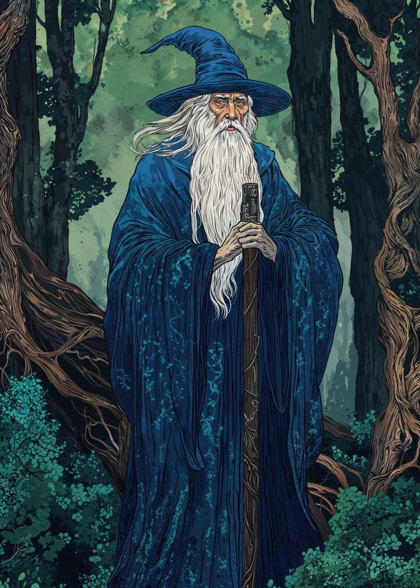 'Wizard in the forest' Poster, picture, metal print, paint by Powerful ...