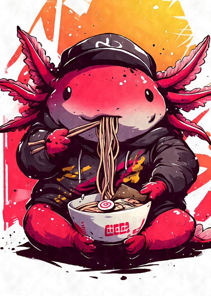 'Axolotl Ramen Graffiti' Poster, picture, metal print, paint by Masaki ...