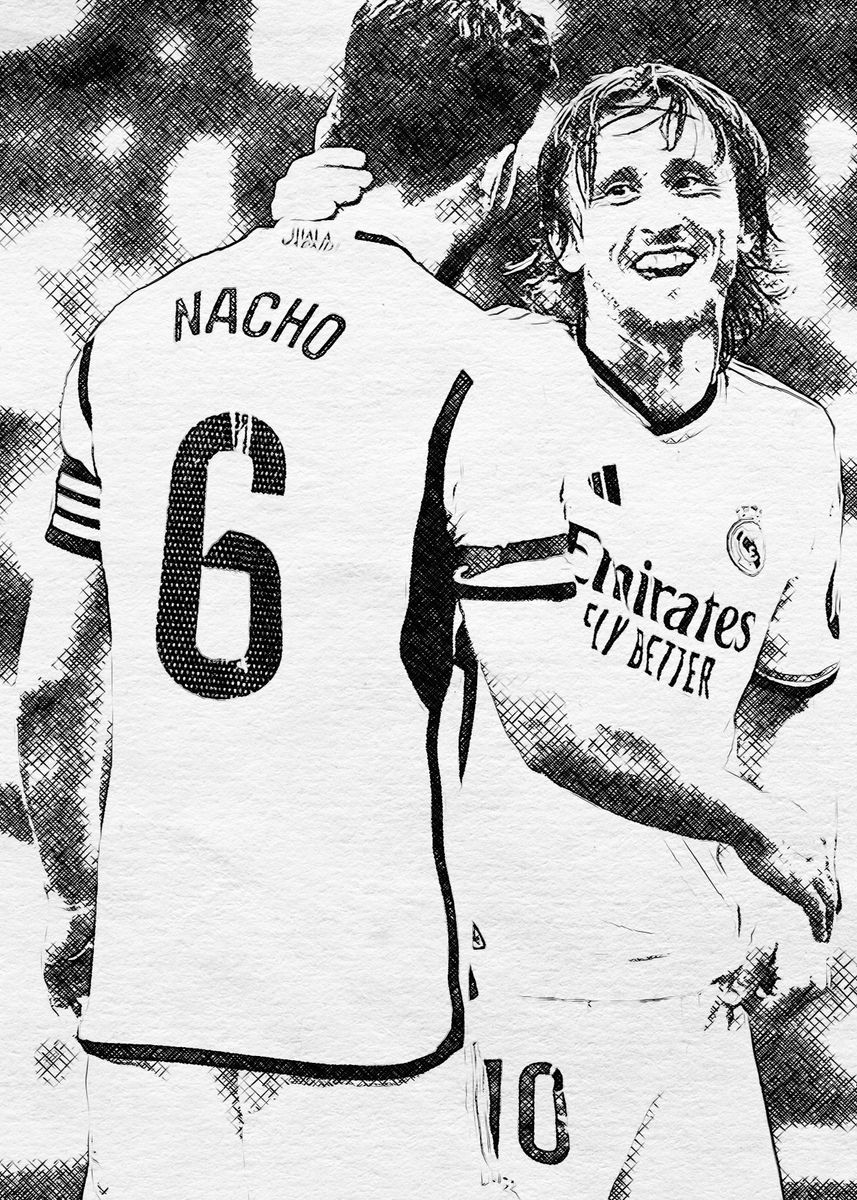 'Nacho and Modric drawing' Poster, picture, metal print, paint by ...