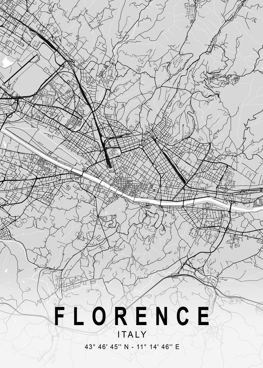 'Florence Light Map' Poster, picture, metal print, paint by ...