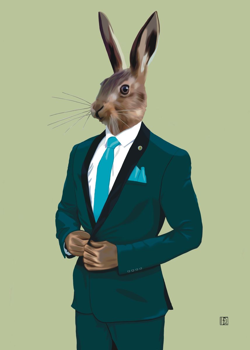 'Rabbit in a Suit' Poster, picture, metal print, paint by BenRF ...