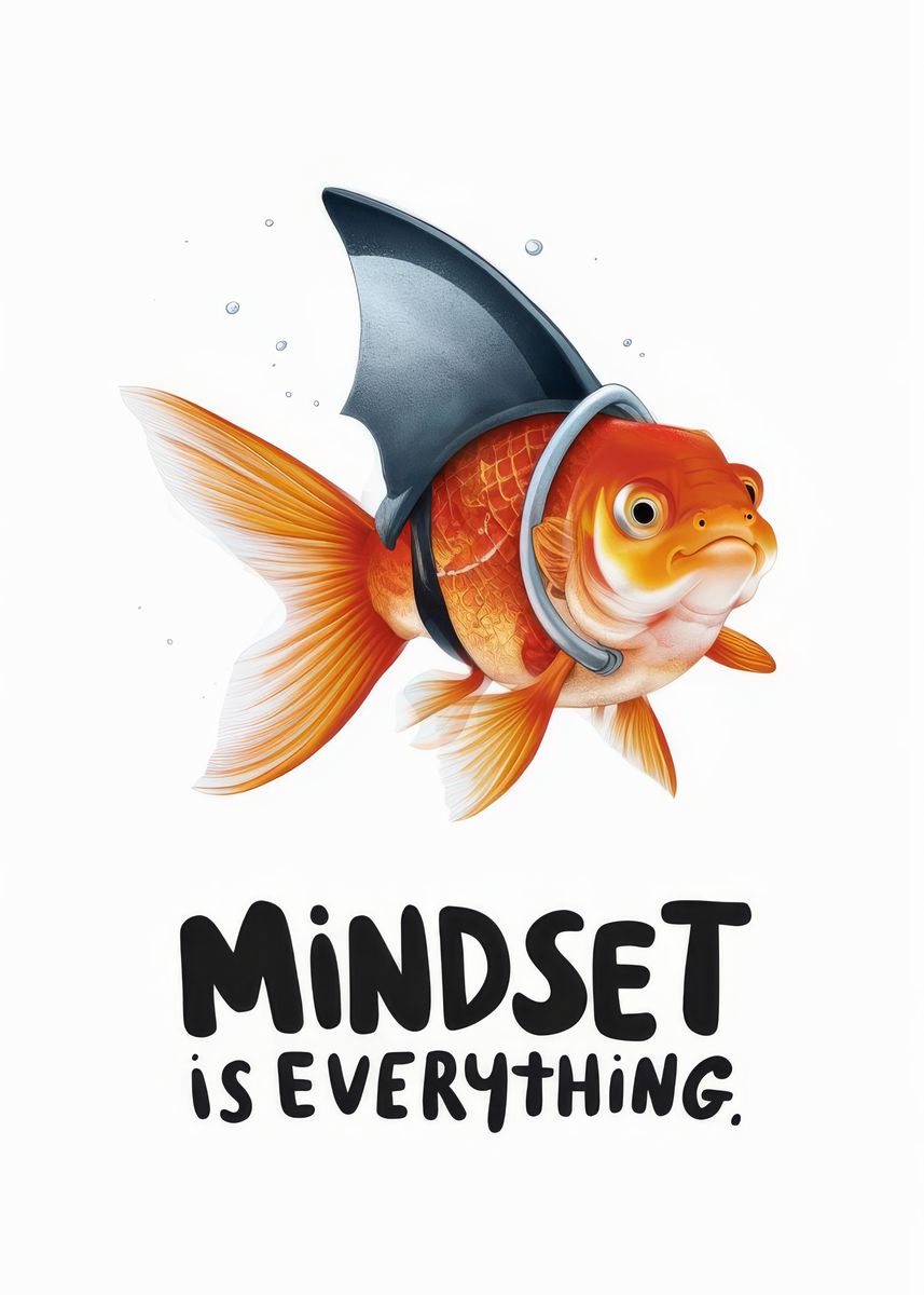 'Mindset is everything - Goldfish with Shark Fin' Poster, picture ...