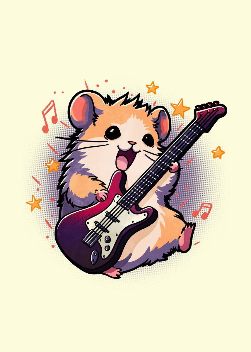 'Rockstar Hamster' Poster, picture, metal print, paint by Fanfreak ...