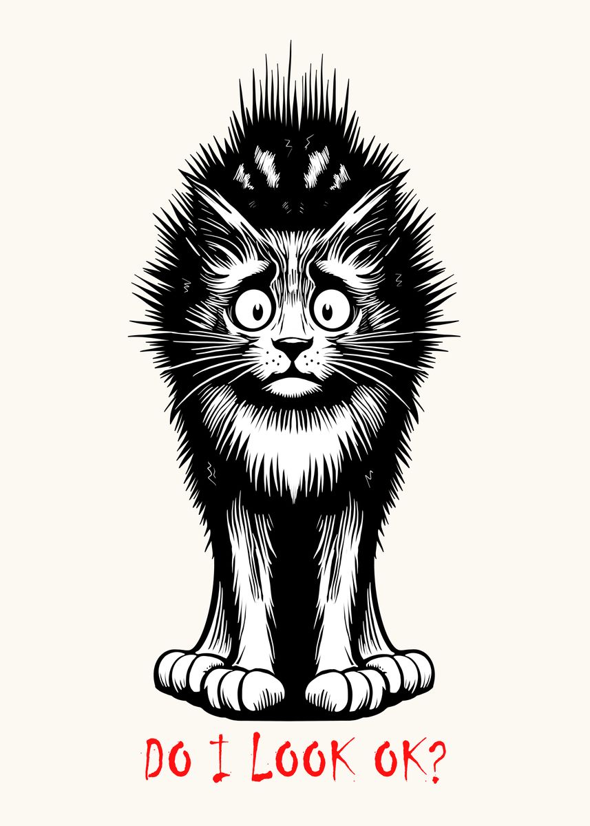 'Do I look OK Cat' Poster, picture, metal print, paint by RogueDesign ...