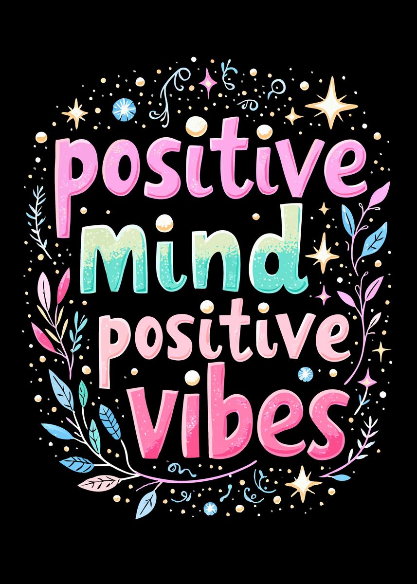 'Positive Mind Vibes Inspirational Quote' Poster, picture, metal print ...