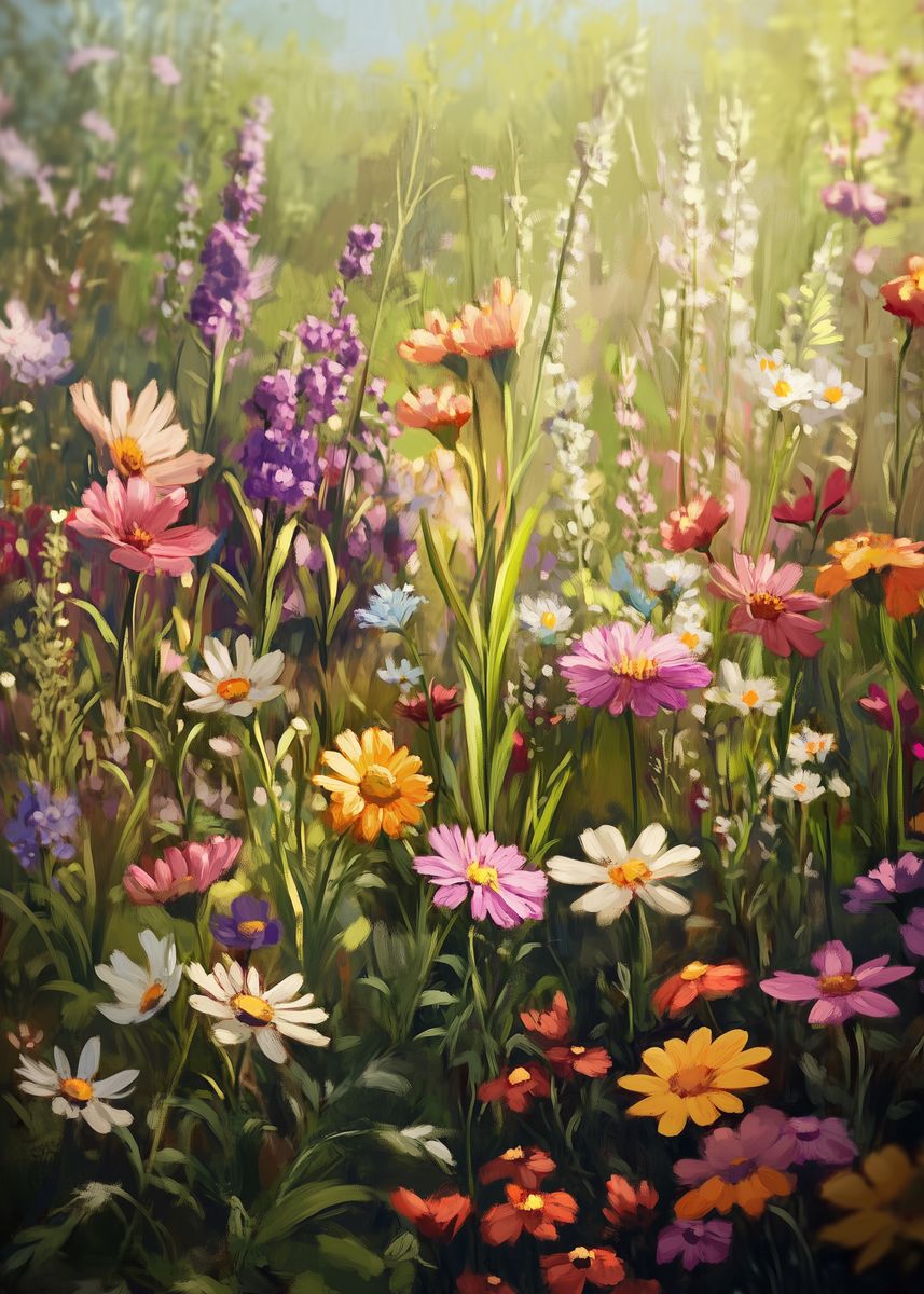 'Colorful Wildflower Meadow' Poster, picture, metal print, paint by ...