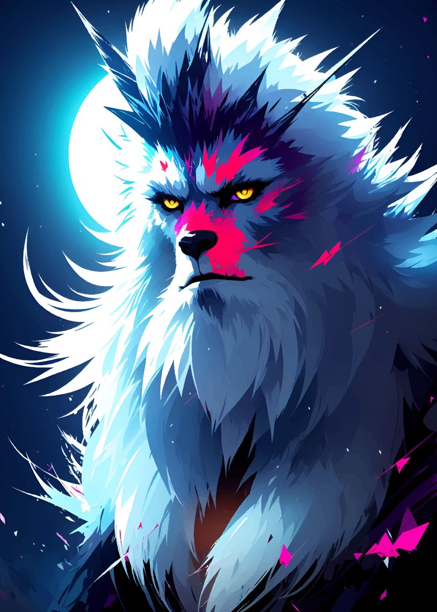 'Yeti with Neon Fur' Poster, picture, metal print, paint by ...