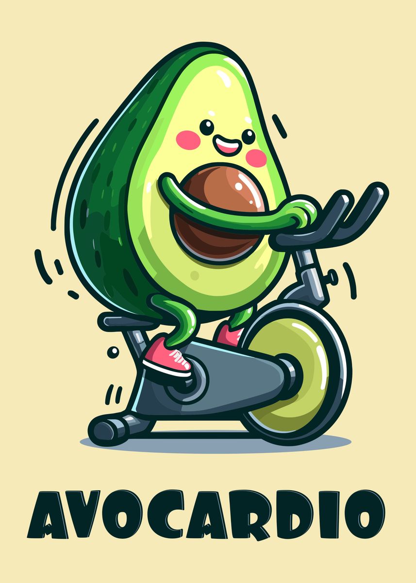 'Avocado Cardio' Poster, picture, metal print, paint by Ba Ab | Displate