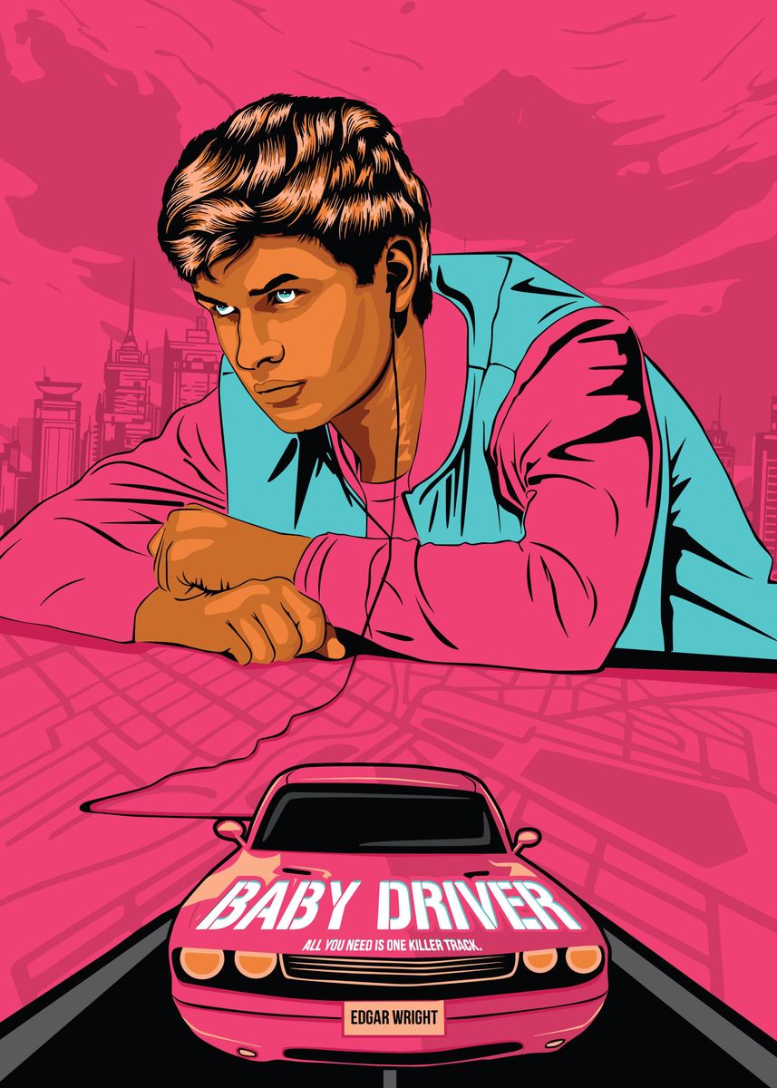 'Baby Driver Killer Tracks' Poster, picture, metal print, paint by ...