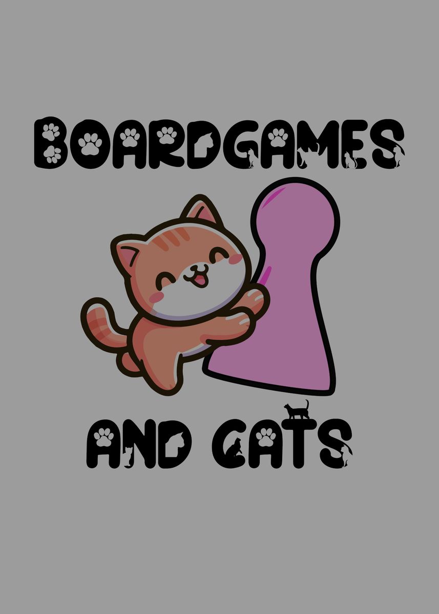 'Board Games & Cats' Poster, picture, metal print, paint by Andreas ...