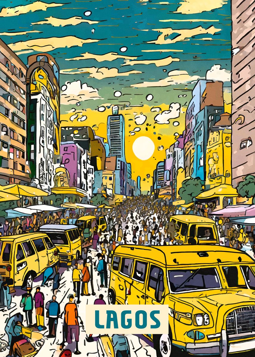 'Lagos' Poster, picture, metal print, paint by Bo Kev | Displate