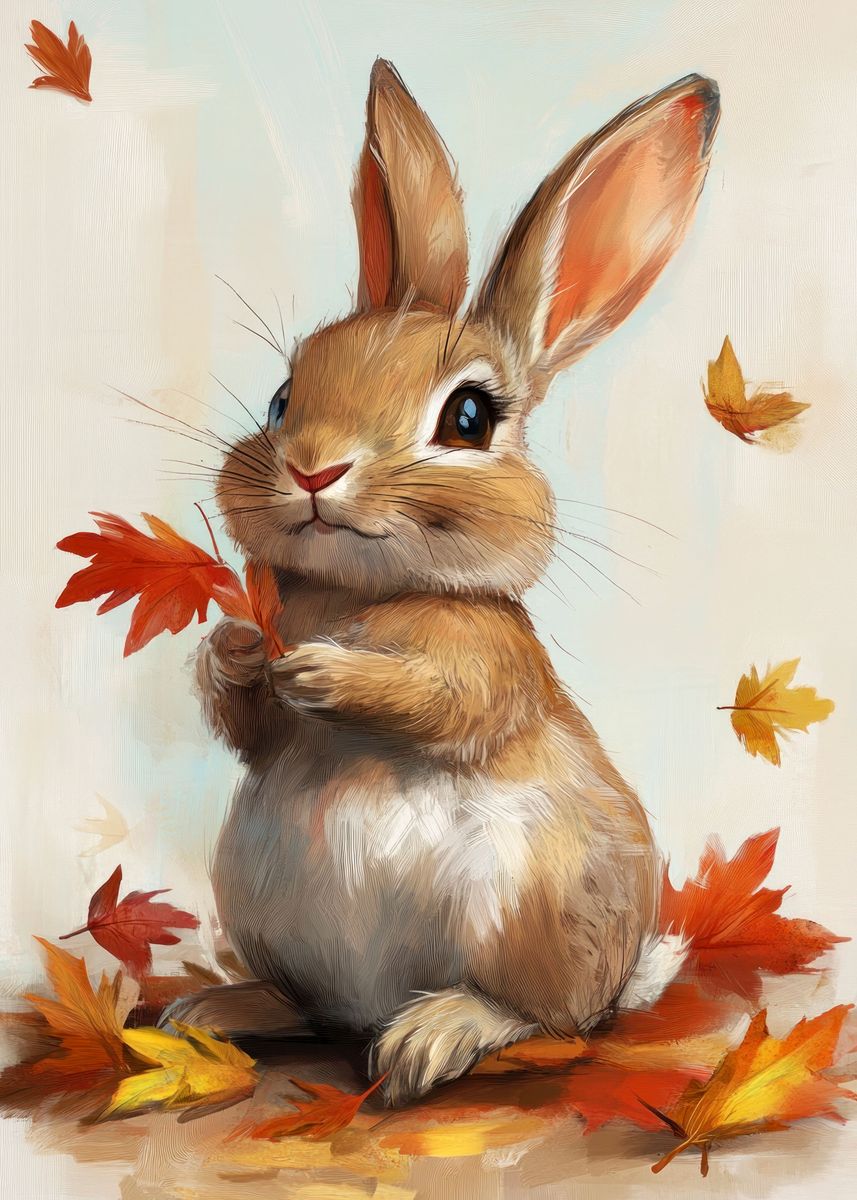 'Fall Forest Rabbit' Poster, picture, metal print, paint by Usama ...