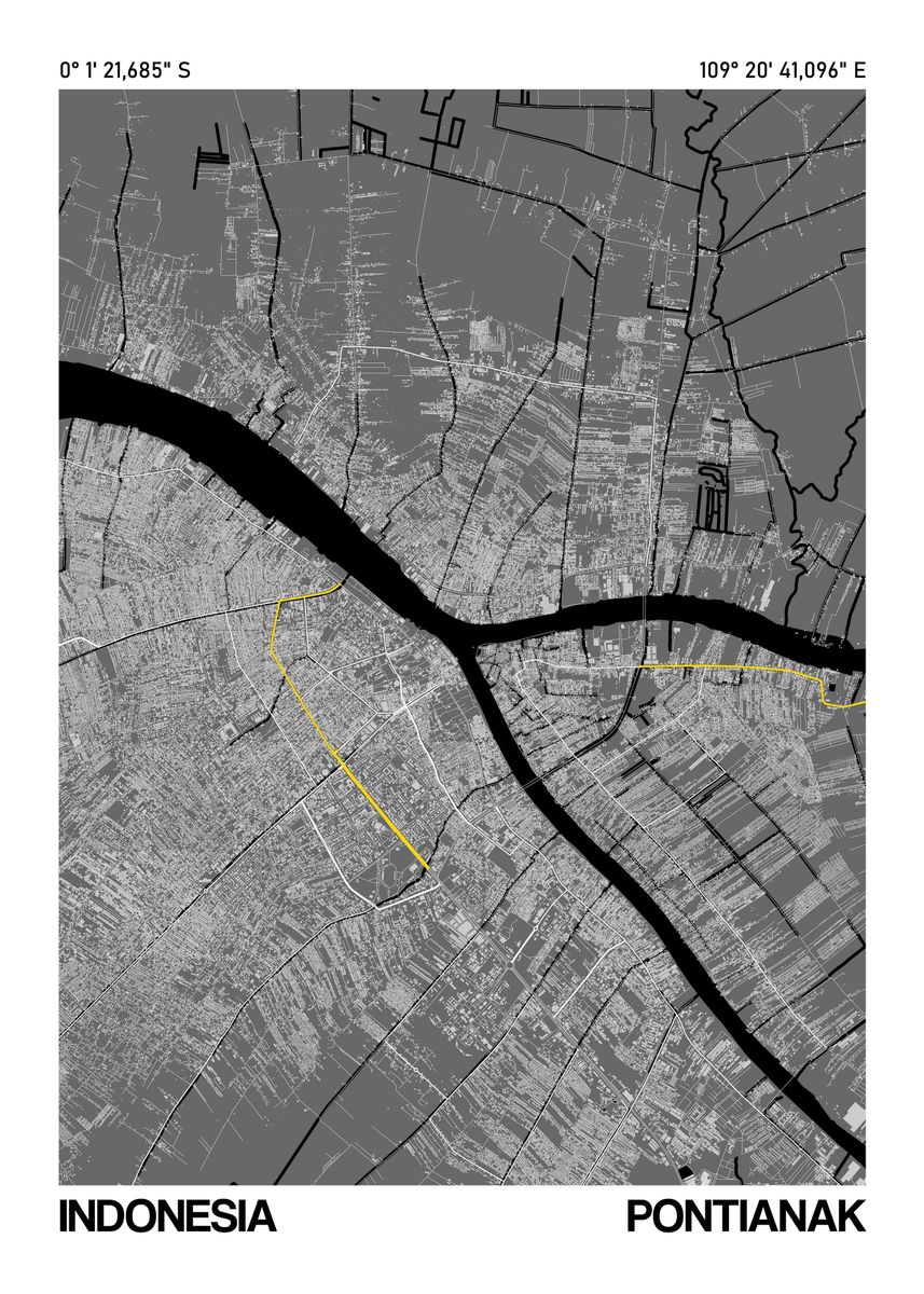 'Pontianak Map Poster' Poster, picture, metal print, paint by Ahmad ...