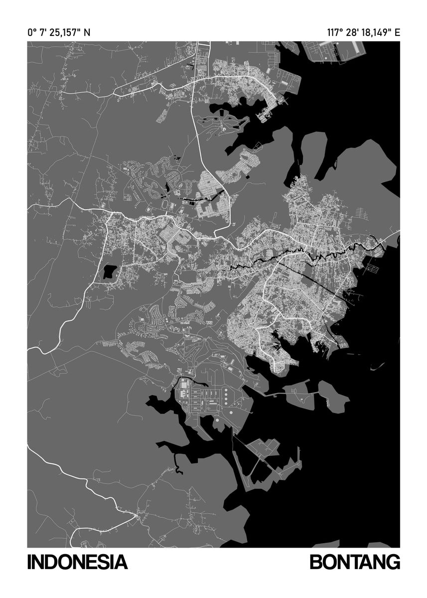 'Bontang Map Poster' Poster, picture, metal print, paint by Ahmad ...