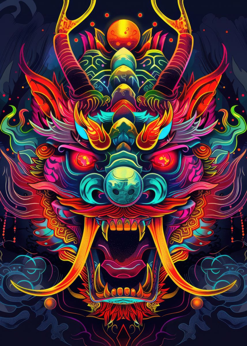 'Neon Japanese Yokai' Poster, picture, metal print, paint by Gulden ...